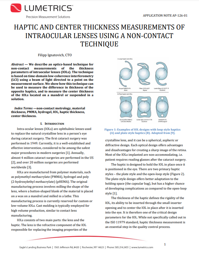 Non-Contact Measurement of Intraocular Lenses Download
